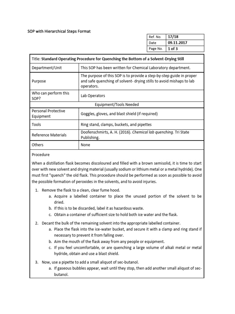 [REVISED] SOP with Hierarchical Steps Format | PDF
