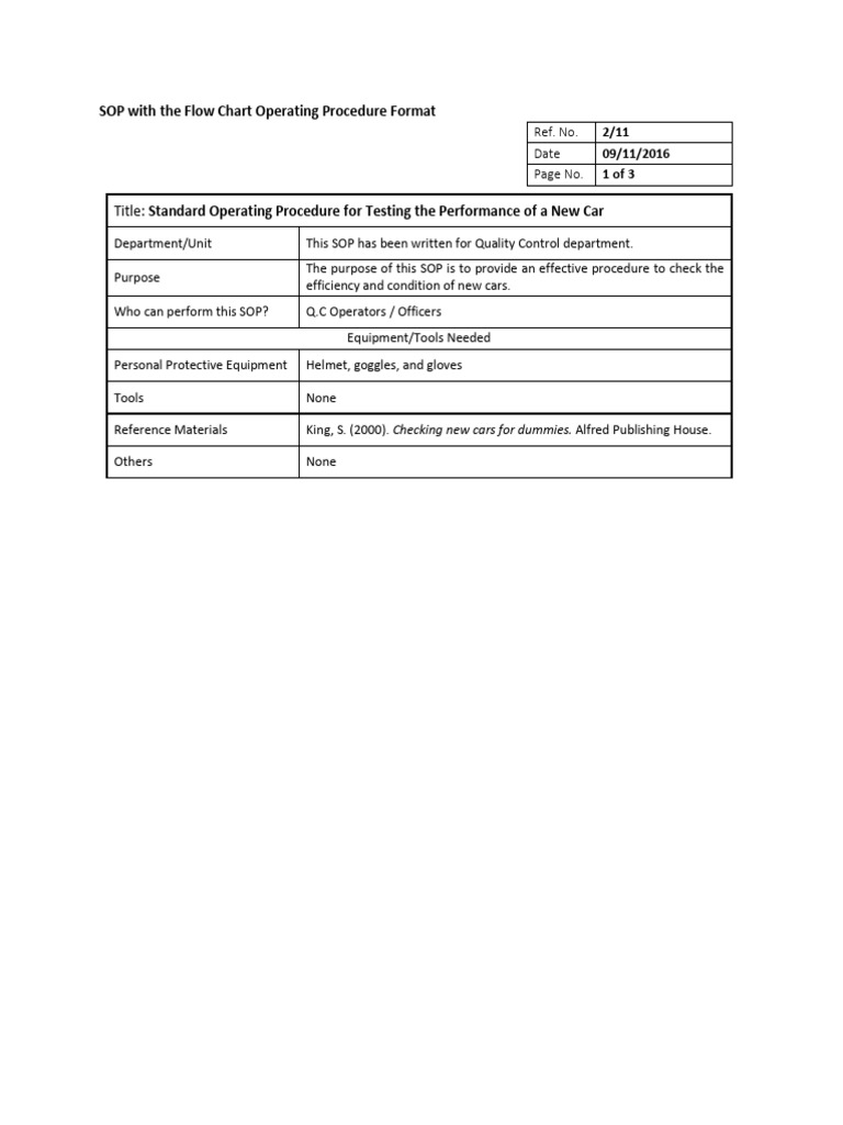 (REVISED) SOP With The Flow Chart Operating Procedure Format | PDF