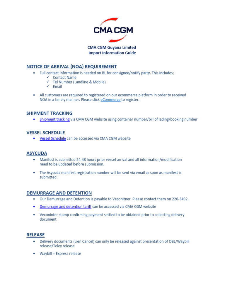 Import Information - Guyana 01042019 | PDF