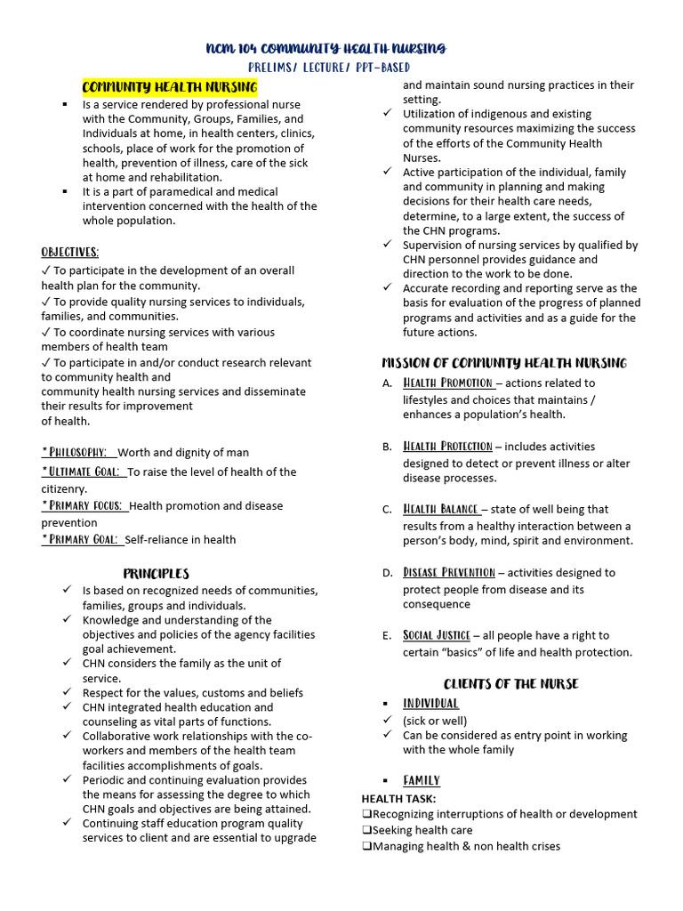 CHN Lecture Quiz 1 | PDF