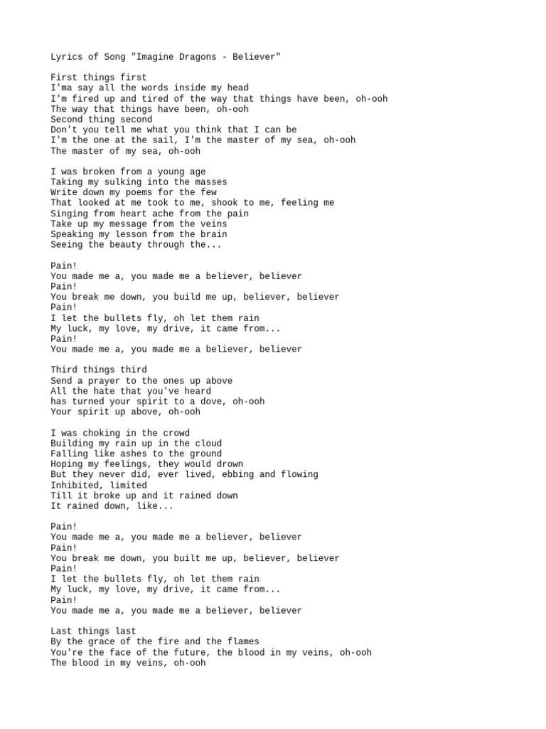 Imagine Dragons - Believer | PDF