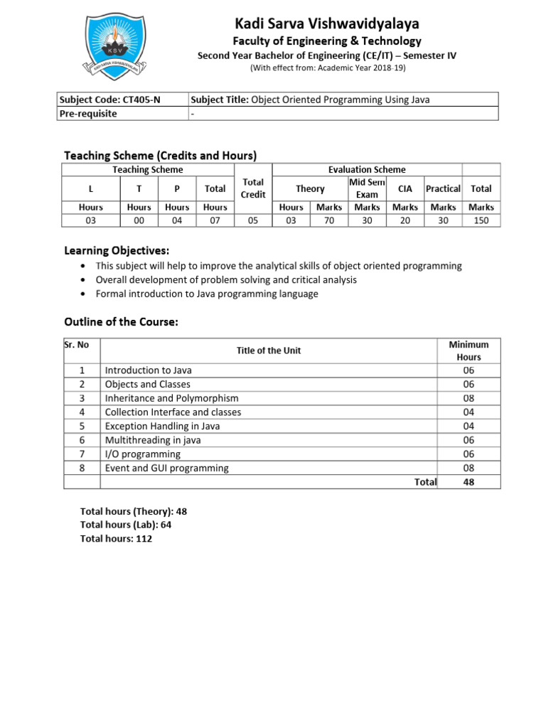 CT405-N-Object Oriented Programming Using Java | PDF