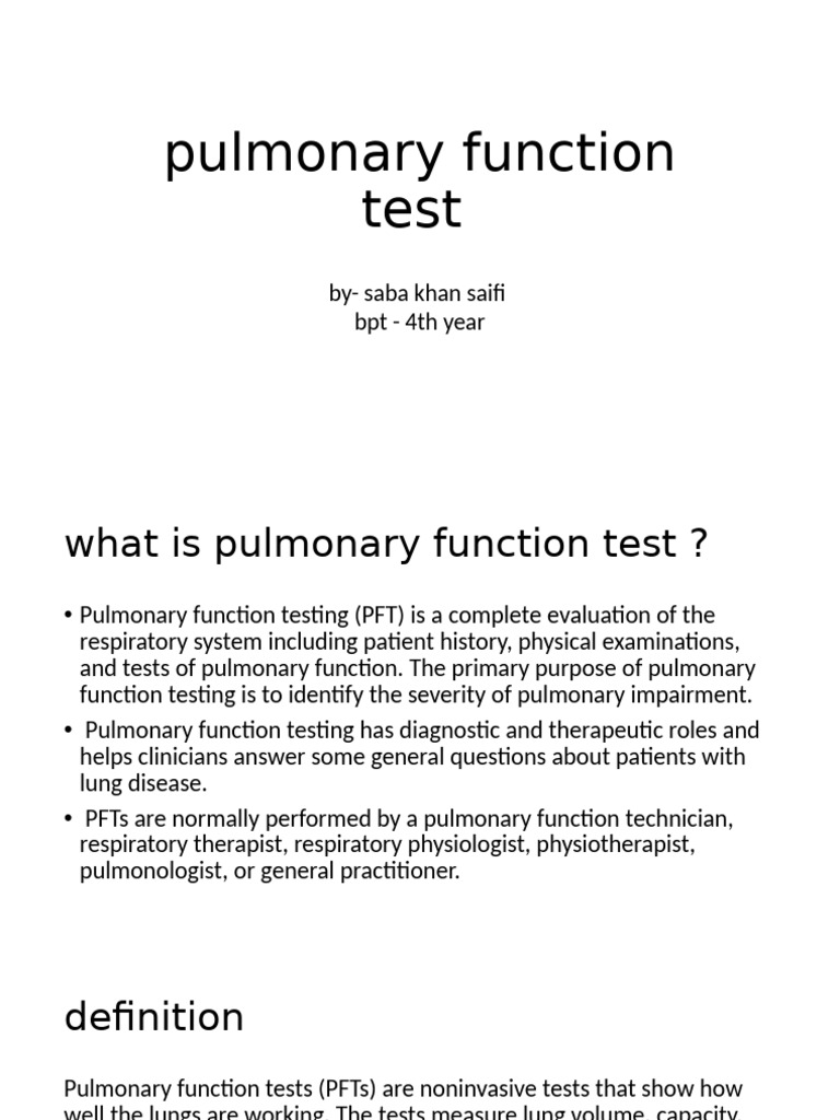 Pulmonary Function Test | PDF
