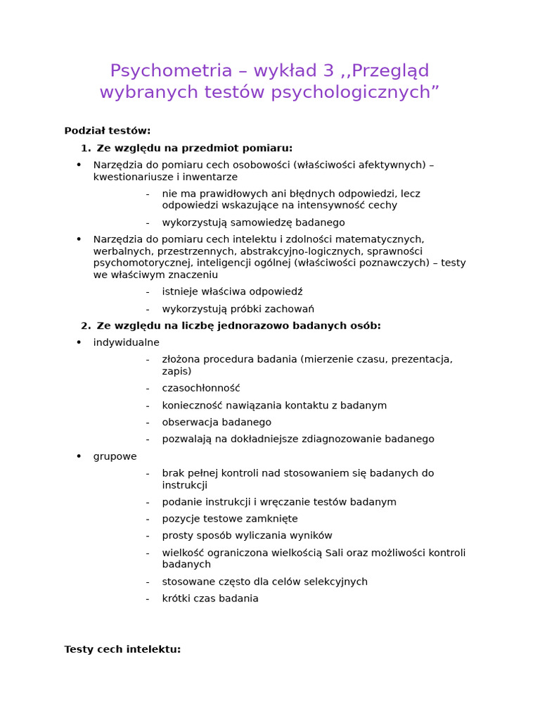 Psychometria - Wykład 3 | PDF