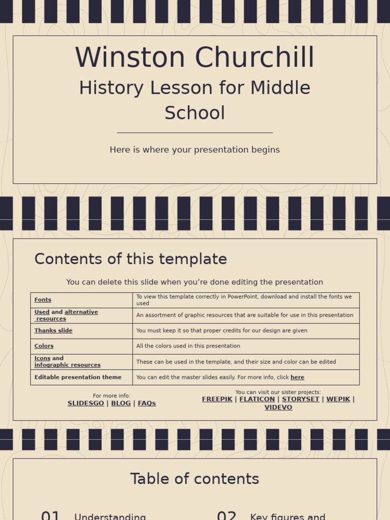 Winston Churchill History Lesson For Middle School by Slidesgo | PDF