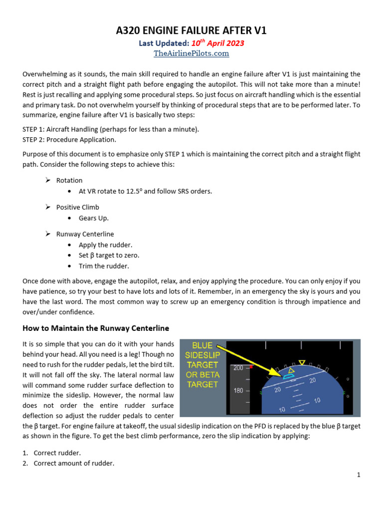 A320 Engine Failure After v1 | PDF