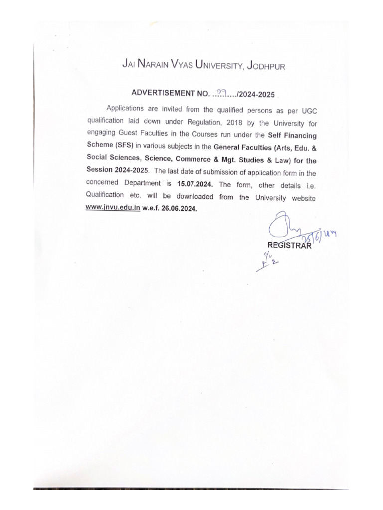 Notice Guest Faculty Form 2024-25 | PDF