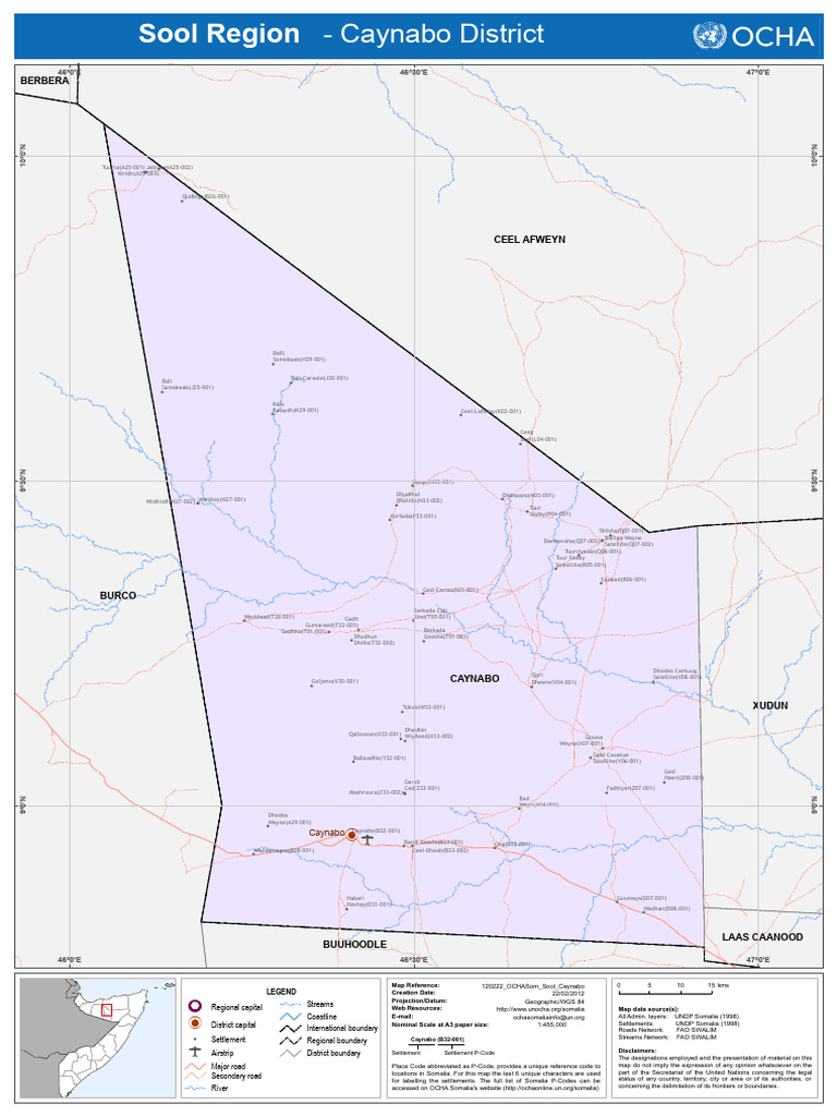 OCHASom Administrative Map Sool Caynabo A3 | PDF