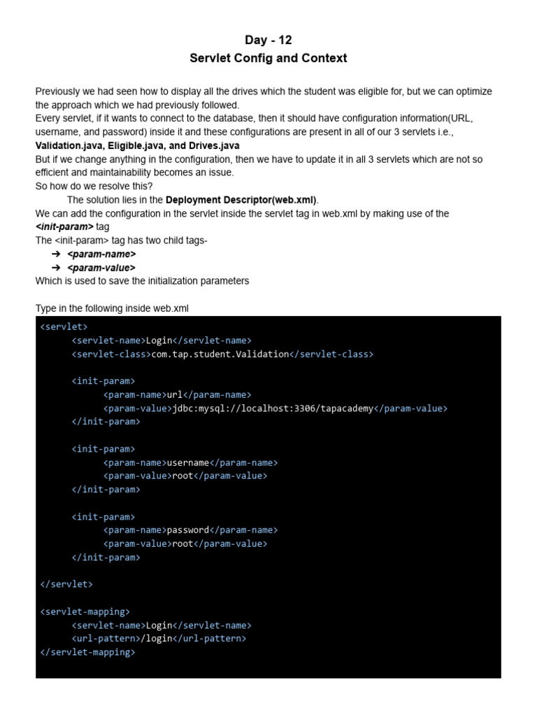 Servlet Config and Context | PDF