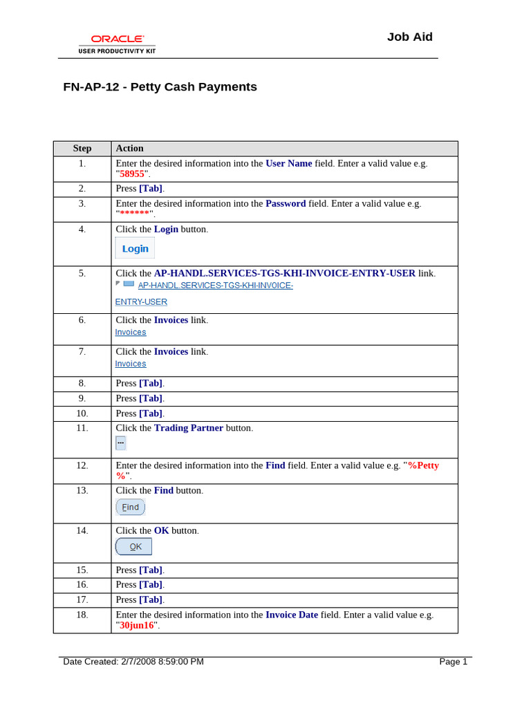 JOBAID | PDF | Button (Computing) | Login