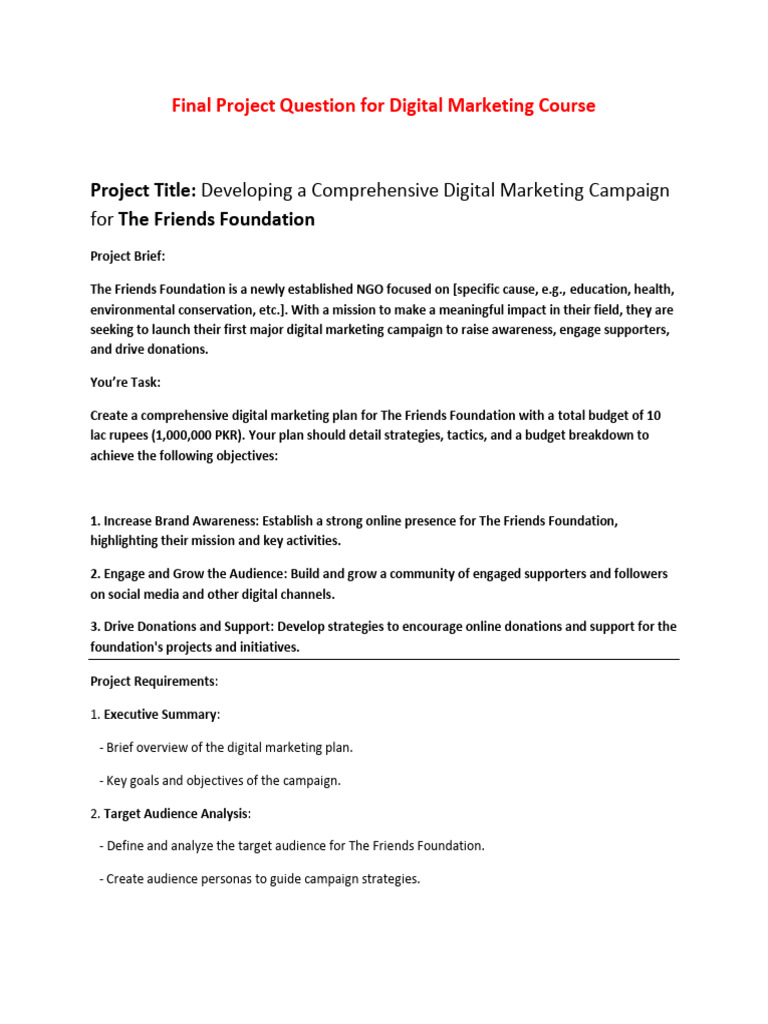 Final Project Question For Digital Marketing Course | PDF