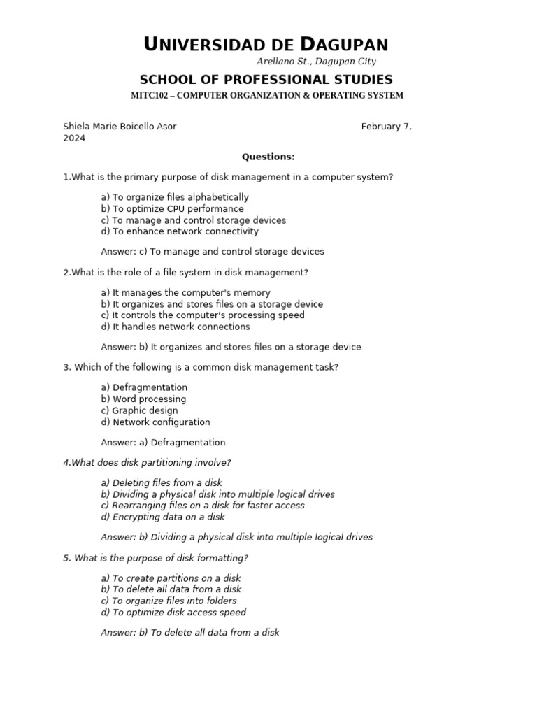 Asor Mitc102questionaire | PDF