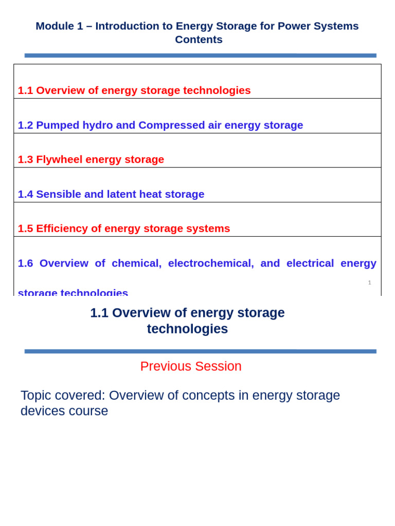 Energy Storage Technologies Overview | PDF | Energy Storage | Electric ...