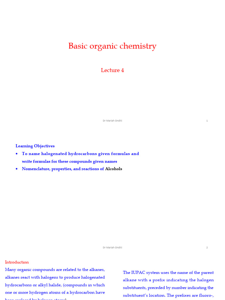 Basic Organic Chemistry Lecture 4 | PDF | Functional Group | Chemical ...