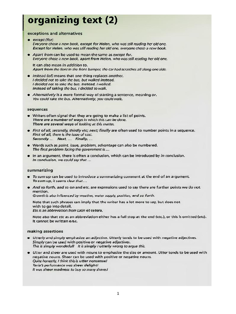 Grammar - Organizing Text 2 | PDF