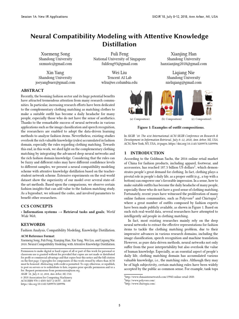 2018 Neural Compatibility Modeling With Attentive Knowledge Distillation | PDF