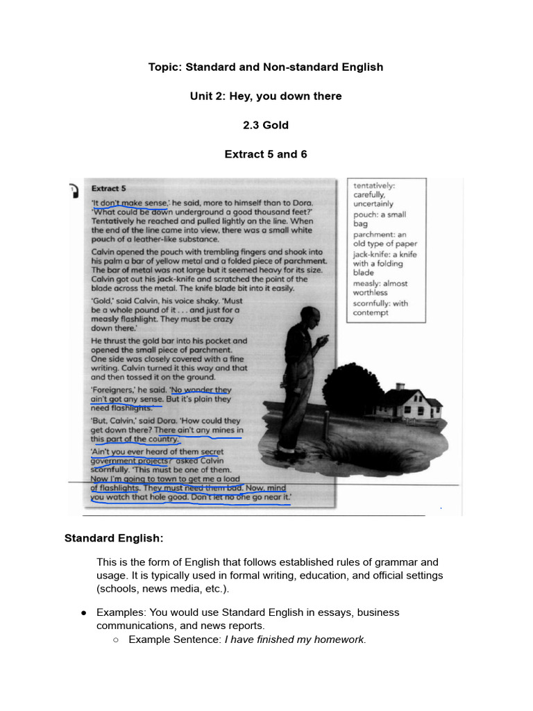 Topic - Standard and Non-Standard English | PDF