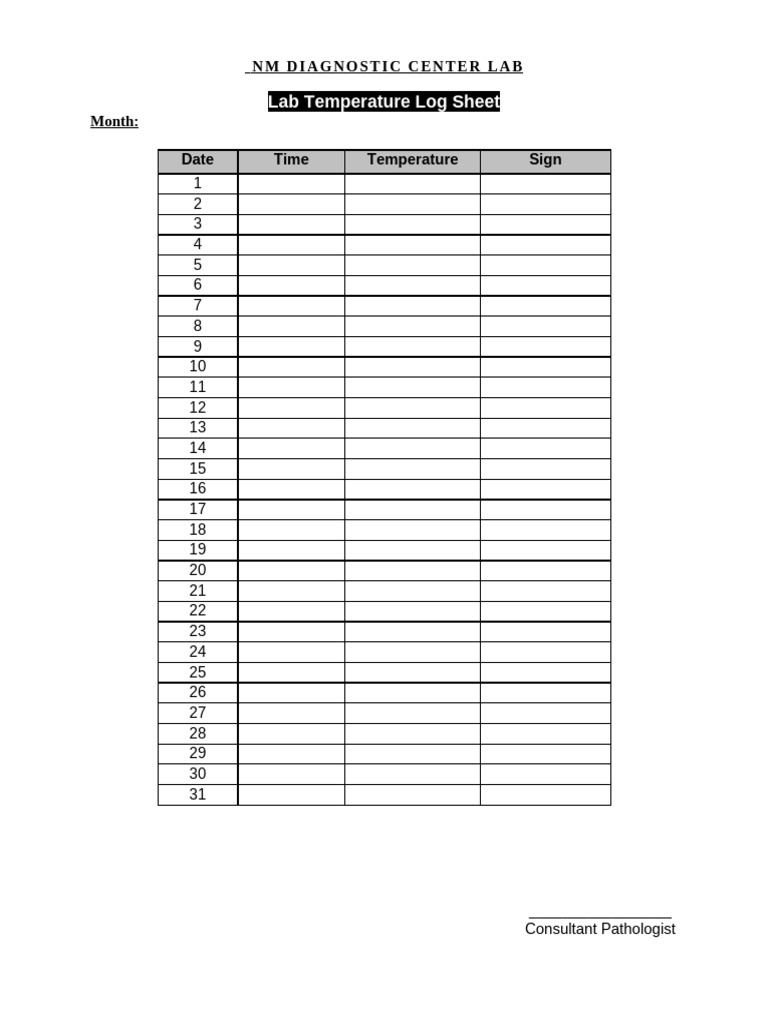Lab Temp Log | PDF