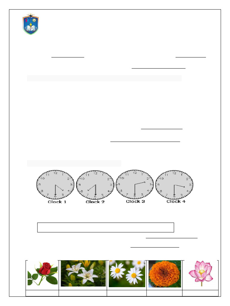 Class 2 - Lesson 10 -Time worksheet (1) | PDF