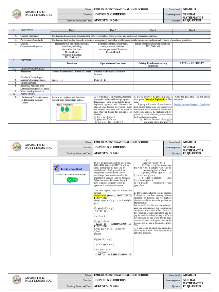General Mathematics - Week 2 (Aug. 5 - 9) | PDF