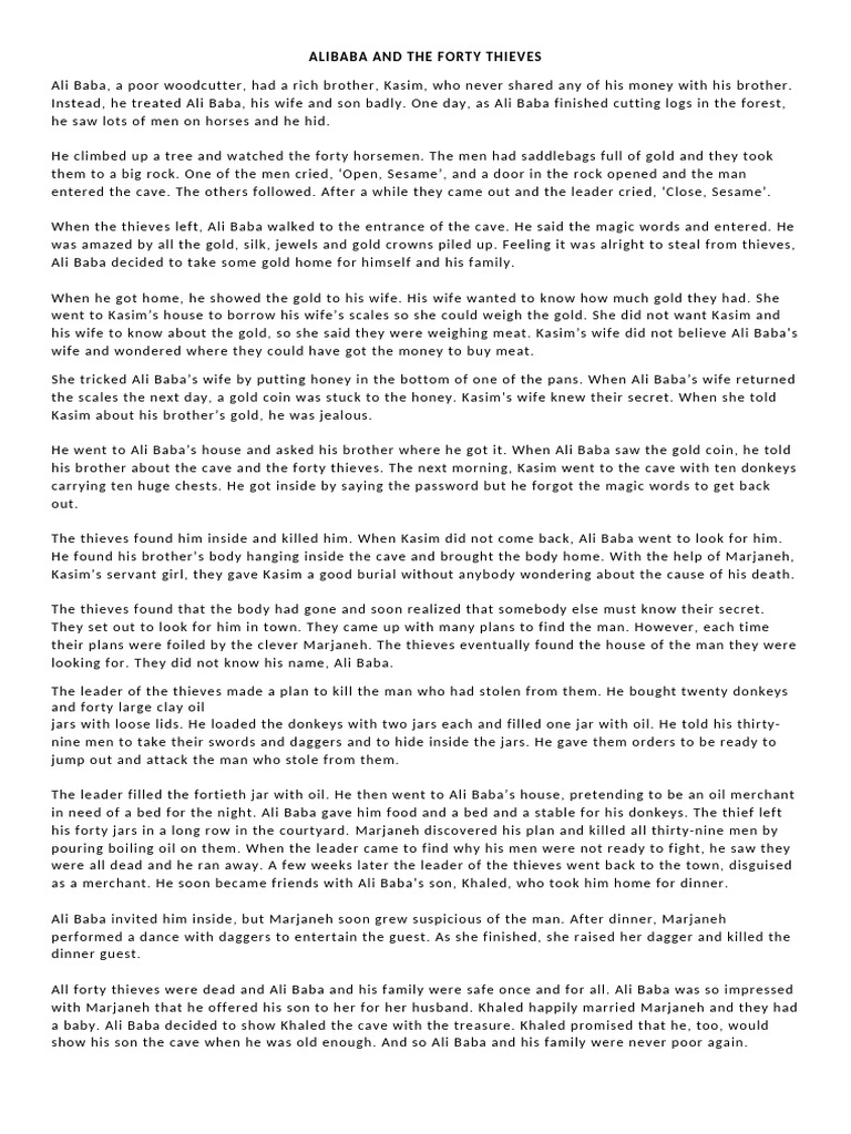 Alibaba and The Forty Thieves | PDF