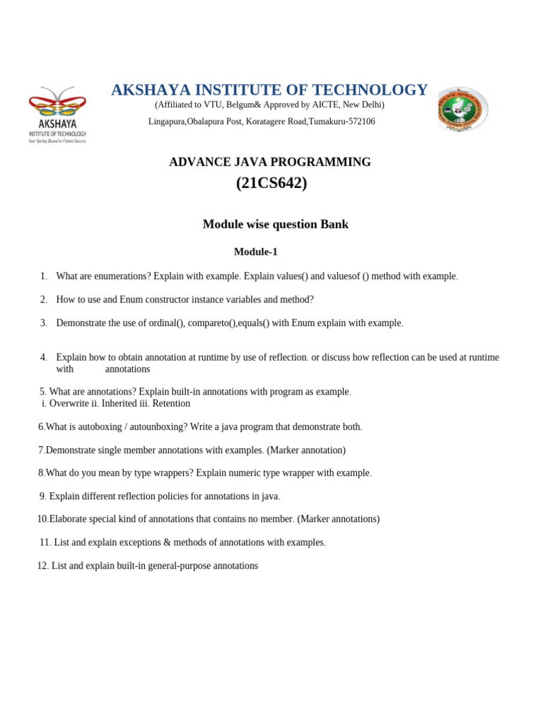 Advance Java QB | PDF