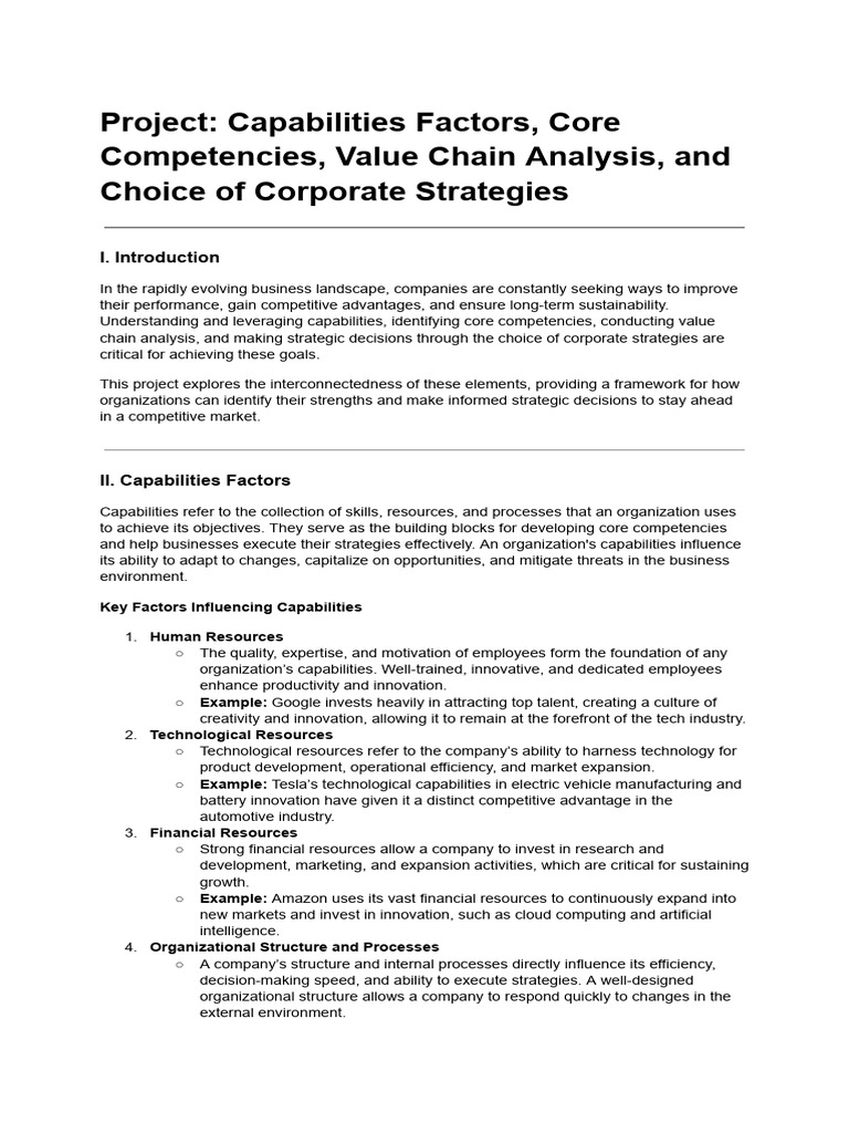 Corporate Strategy and Value Chain Insights | PDF | Strategic ...