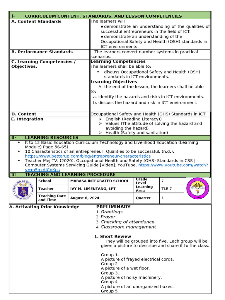 Tle 7 DLP 6 Hazard and Risk | PDF