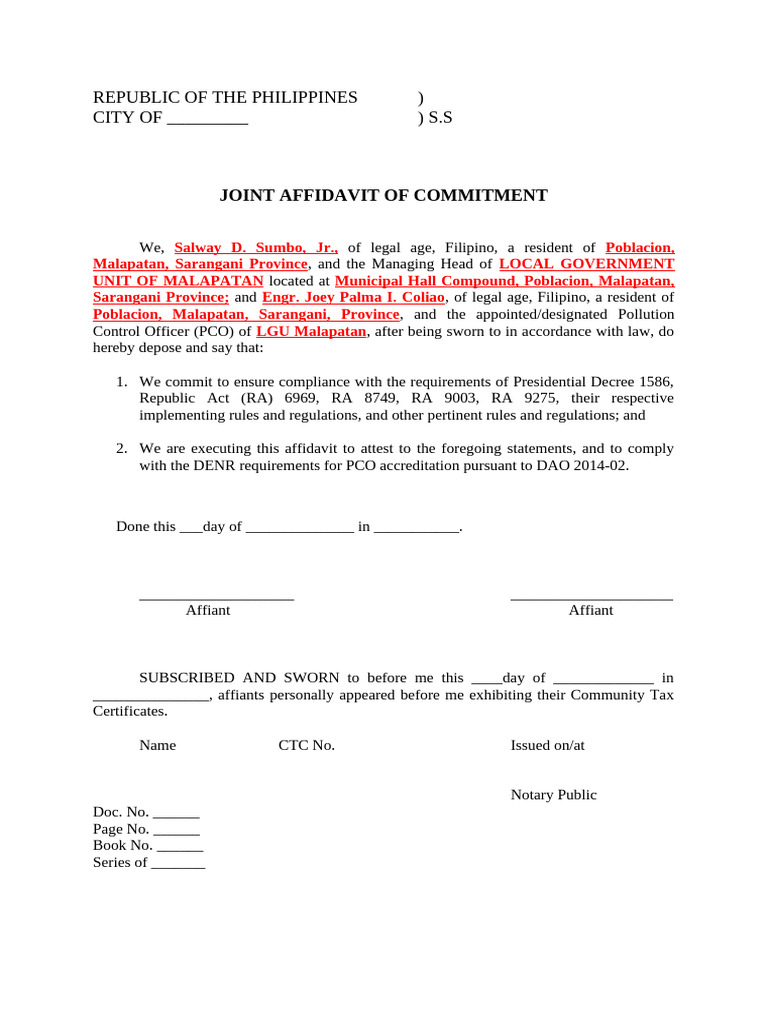 C. Annex-E-Joint-Affidavit-Of-Commitment | PDF