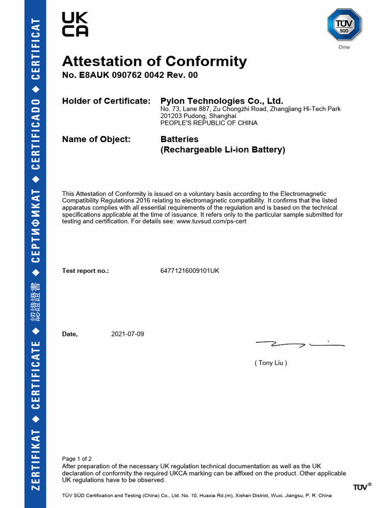 Certificate-US5000-UKCA-64771216009101UK Cert | PDF