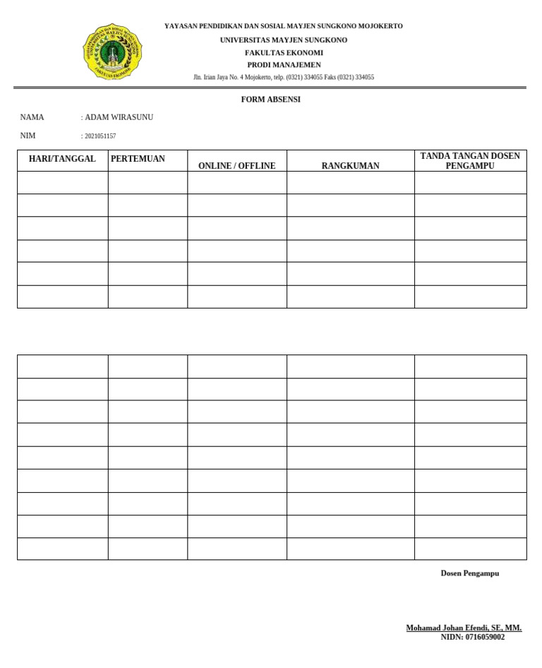 Form Absensi-1 | PDF