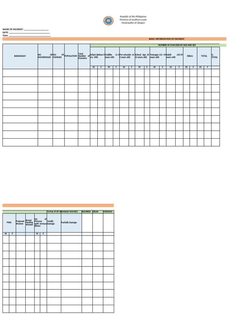 Evacuation Center Registration Form | PDF