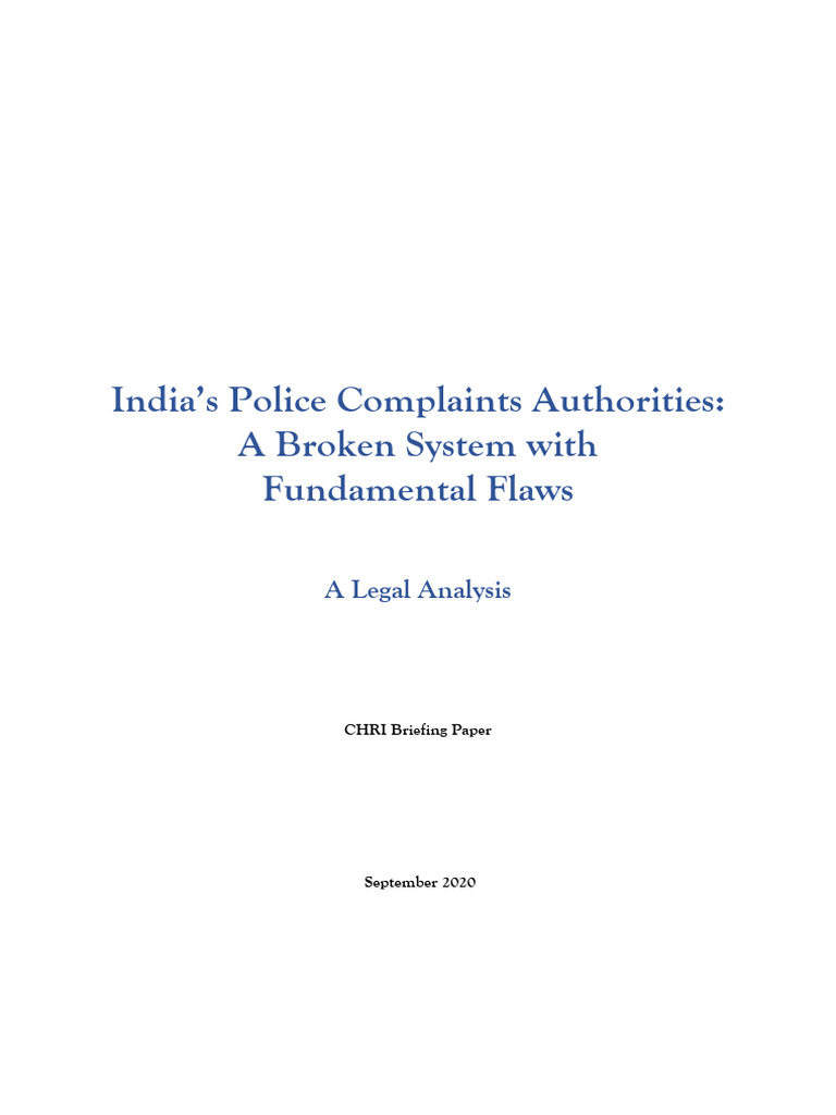 Briefing Paper On Police Complaints Authority CHRI 2020 | PDF | Public ...