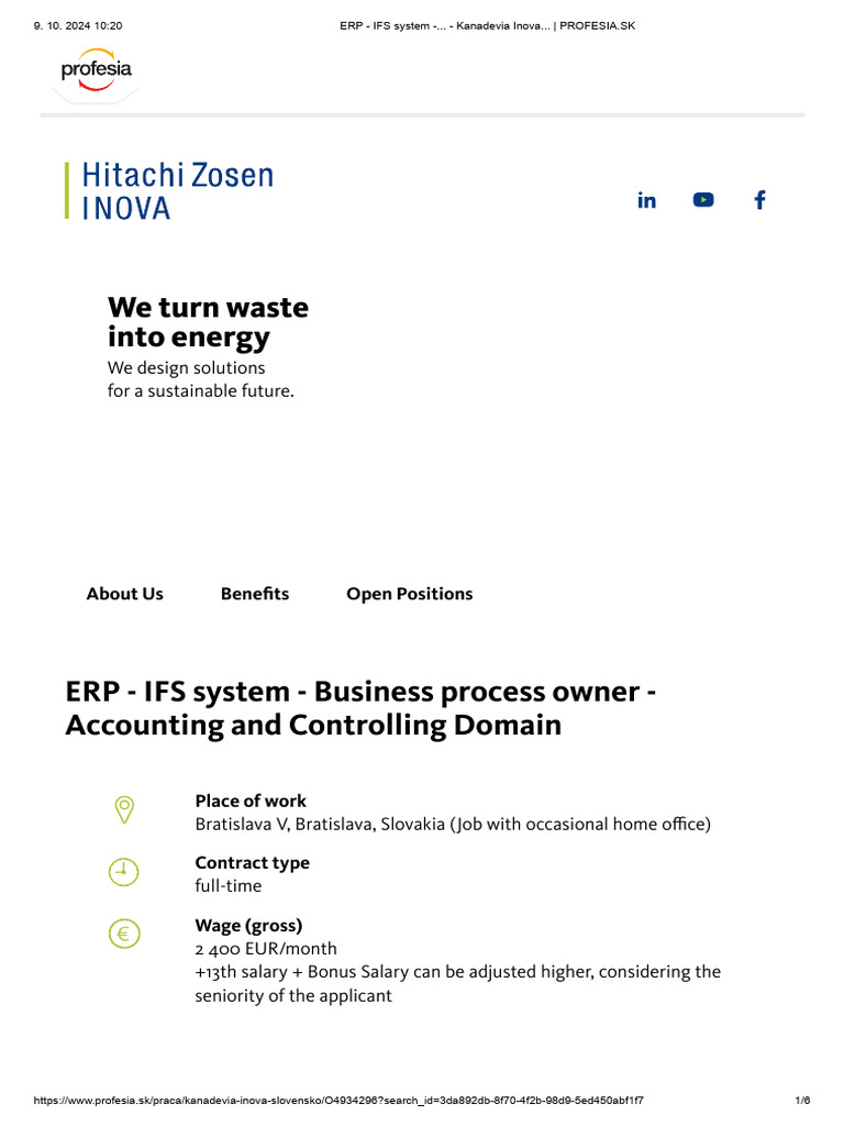 ERP - IFS System - ... - Kanadevia Inova... - PROFESIA - SK | PDF