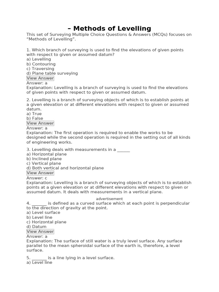 Methods of Levelling | PDF