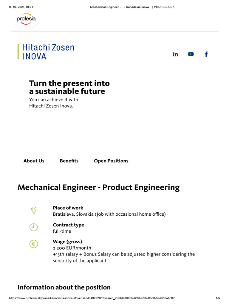 Mechanical Engineer - ... - Kanadevia Inova... - PROFESIA - SK | PDF