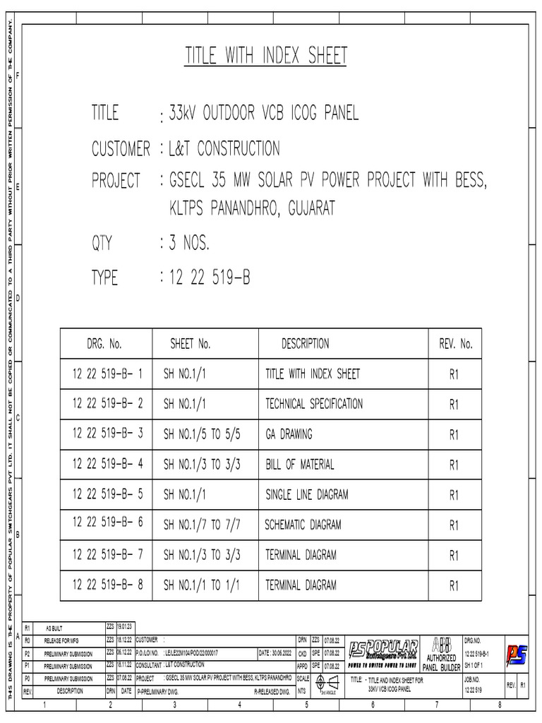 12 22 519 Type B - Outdoor VCB Icog Panel | PDF
