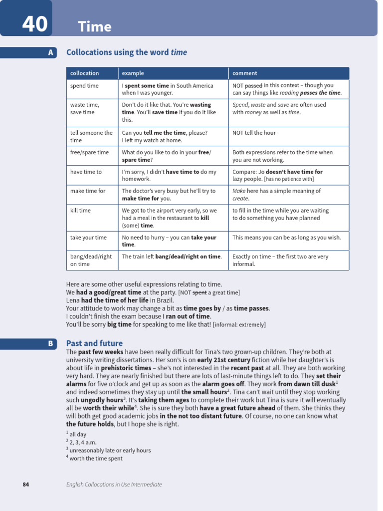 English Collocations in Use Intermediate - 40 - Time | PDF