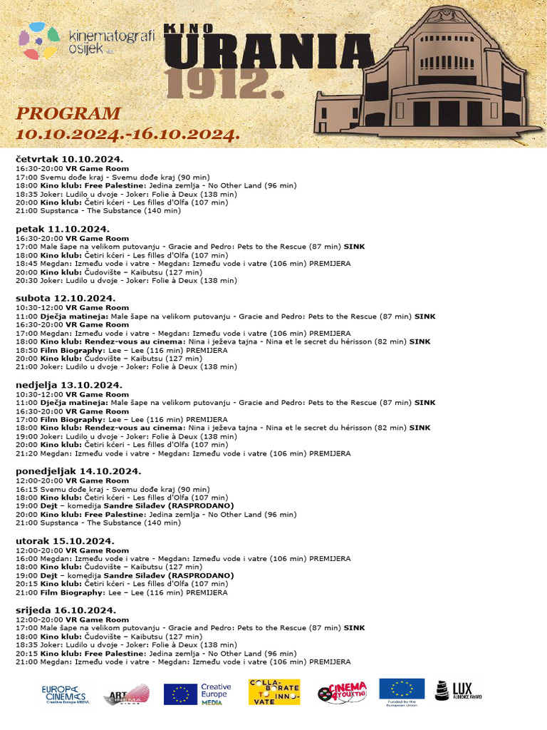 Program Kina Urania 10.10.-16.10.2024 | PDF