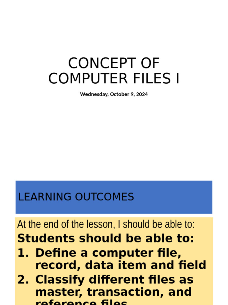 Concept of Computer File New (Week 1) | PDF