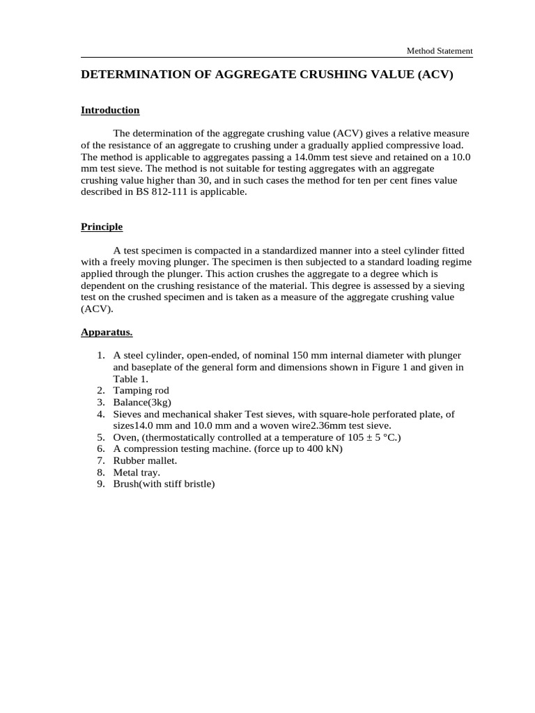 ACV-Aggregates Crushing Value | PDF