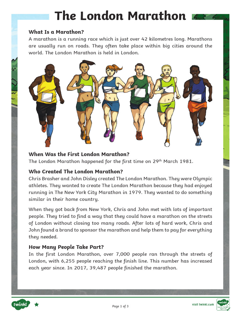 LKS2 The London Marathon Differentiated Reading Comprehension Activity ...