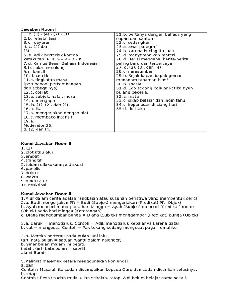 Kunci Jawaban Asts Bindo KLS 4 Ganjil | PDF
