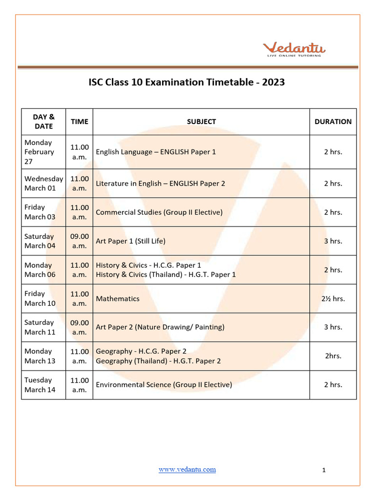 ICSE Class 10 Exam Timetable 2023 | PDF | Languages Of Asia | Languages Of India