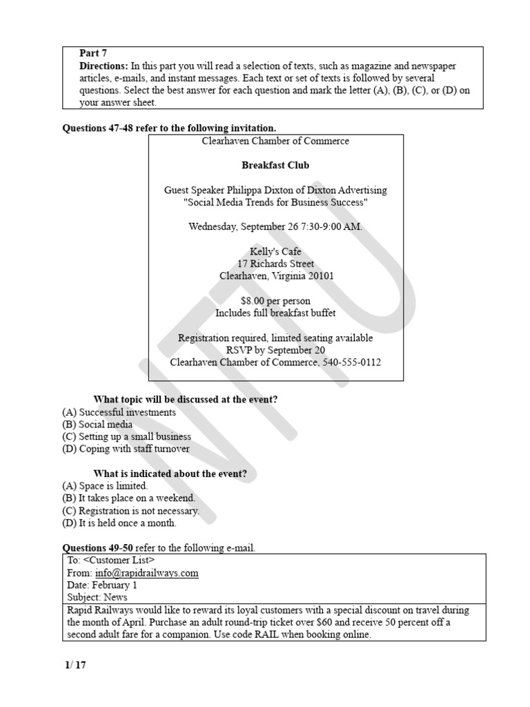 Reading Revision - P7 | PDF