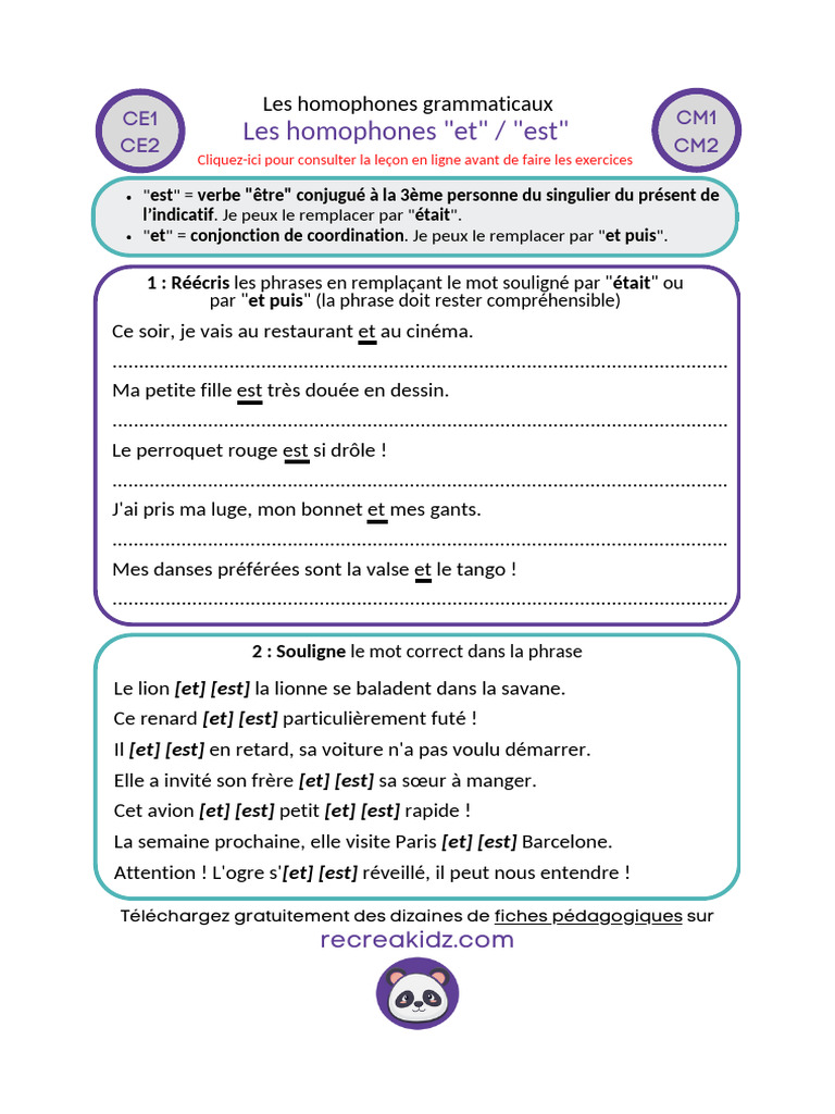 Homophones Et Est | PDF