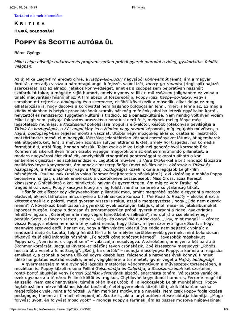 Kritika - Poppi Autóba Ül | PDF