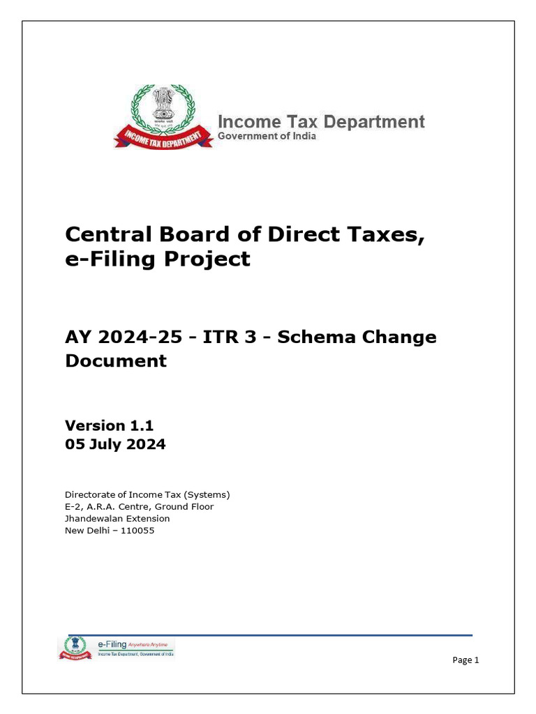 ITR 3 Schema Change Document AY2024-25 V1.1 | PDF