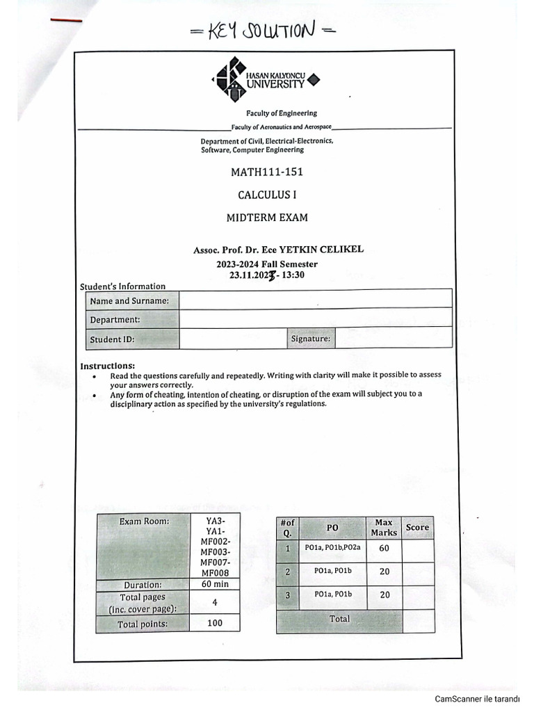 Math 111 Keys Ol | PDF
