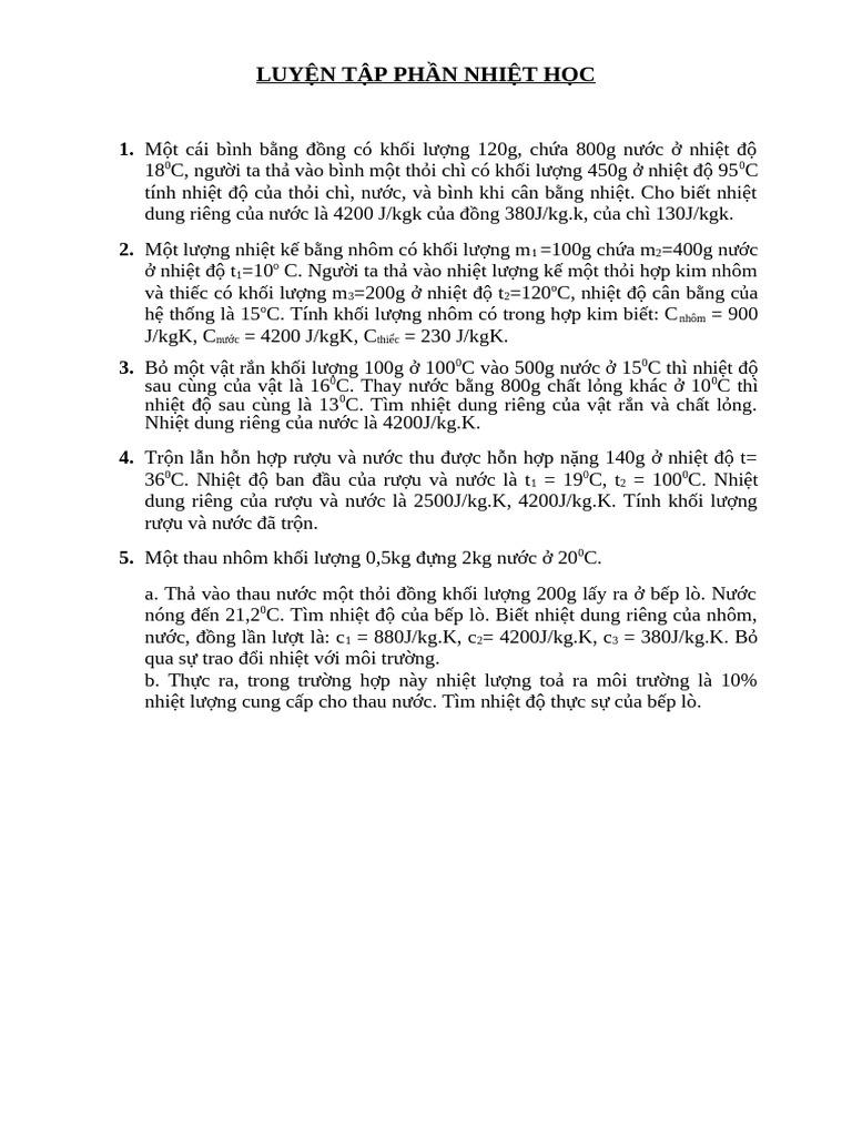 Luyen Tap Nhiet Hoc | PDF